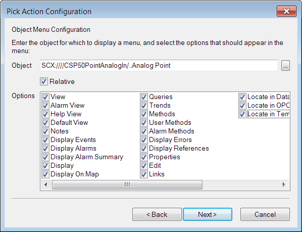 Mimics Guide - Creating an Object Menu Pick Action (Associating Mimic Objects with Pick Actions)